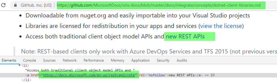 new REST APIs has a link which is broken · Issue #1874 · MicrosoftDocs/azure-devops-docs · GitHub