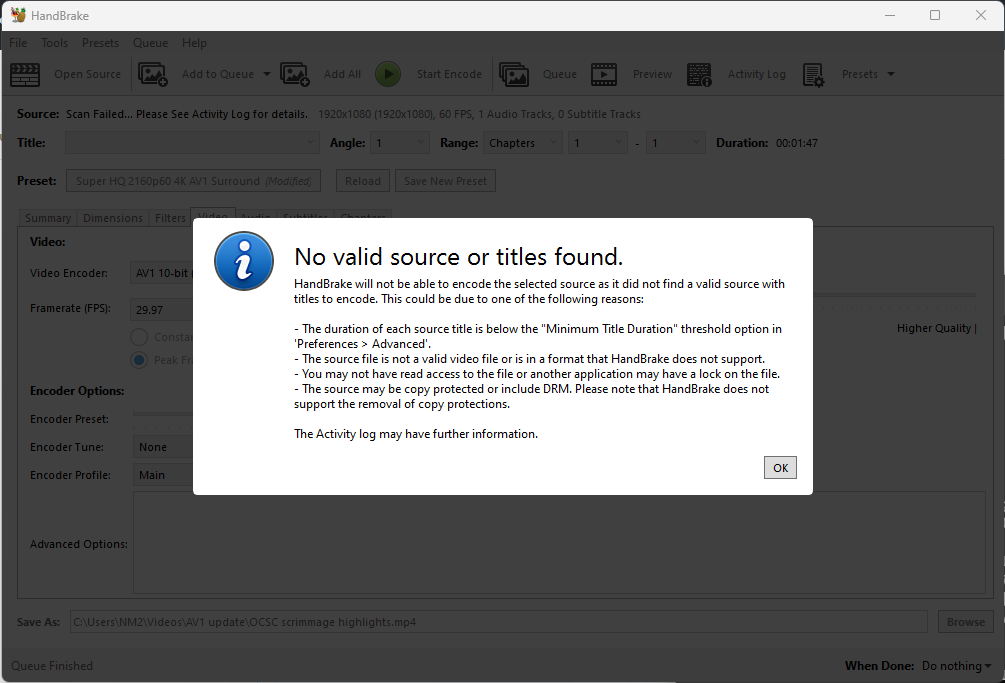 Handbrake does not recognize MP4 file · Issue #5173 · HandBrake/HandBrake · GitHub