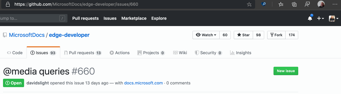 @media queries · Issue #660 · MicrosoftDocs/edge-developer · GitHub