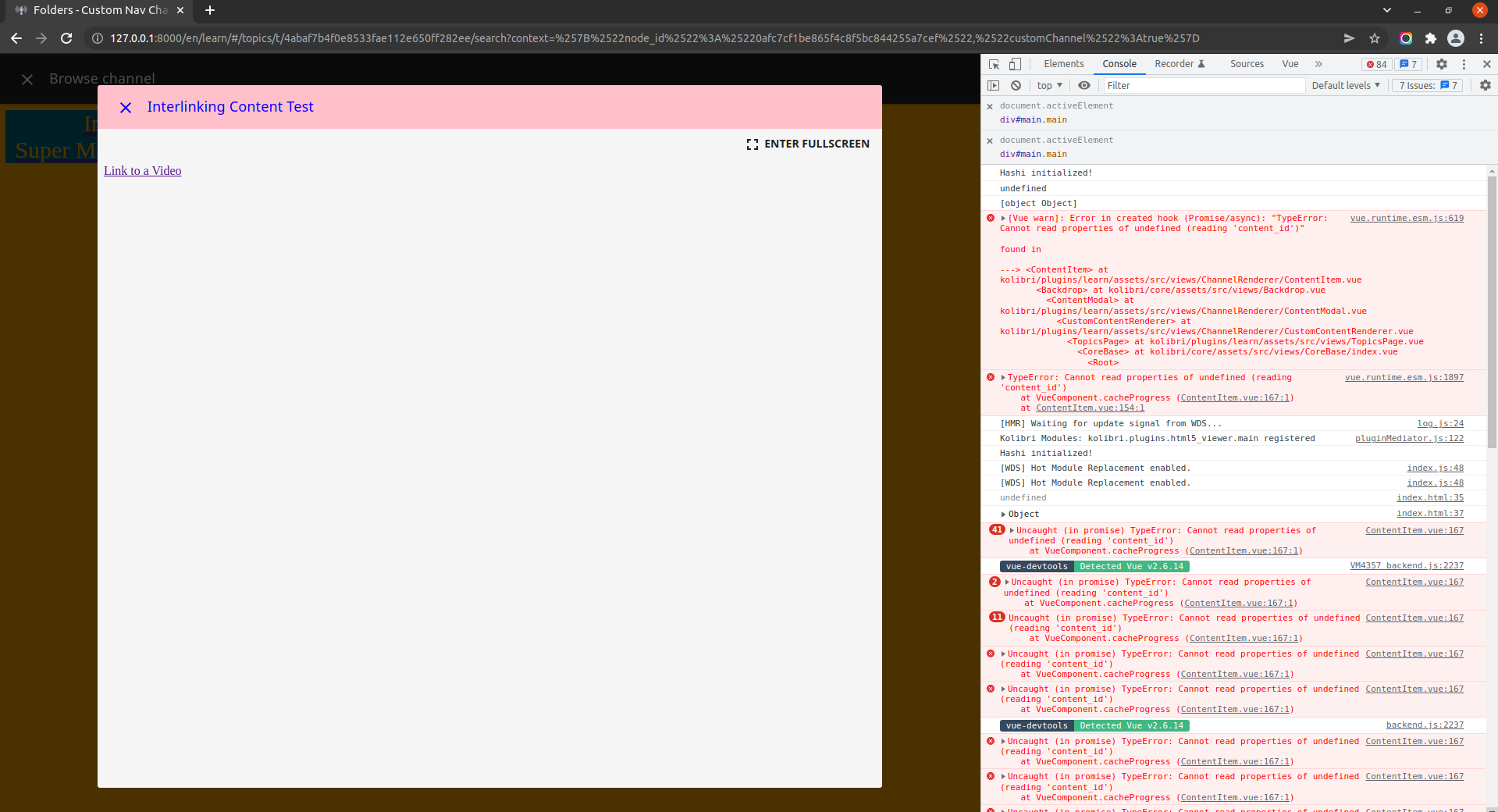 Uncaught errors in the content modal in a channel with custom navigation · Issue #9074 ...