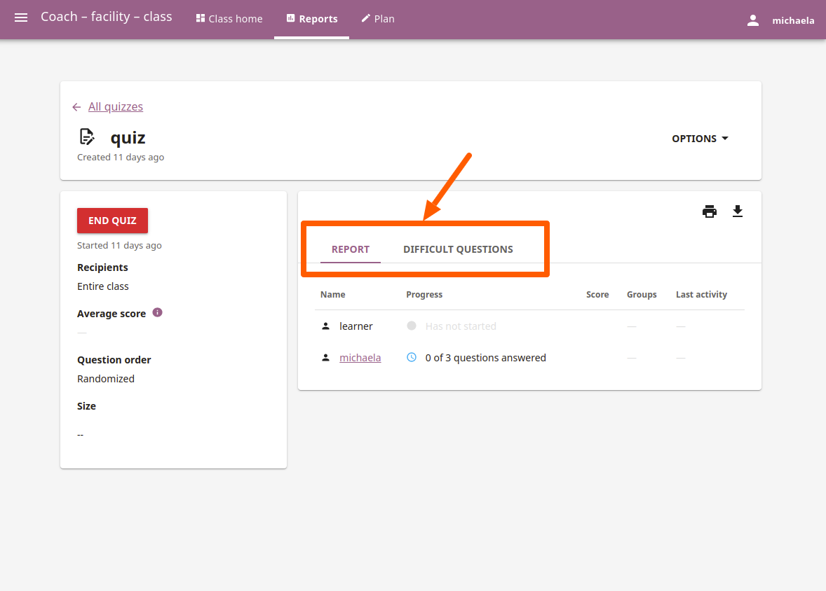 Improve Coach Tabs Accessibility Report Difficult Questions Tabs On A Reports Quiz Page