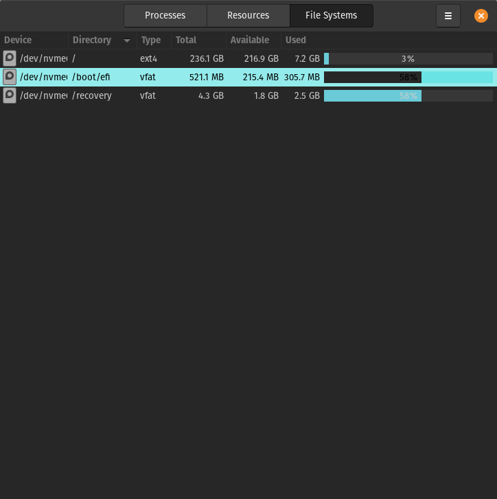 19.10: "File Systems" in System Monitor have bad contrast in dark theme · Issue #375 · pop-os ...