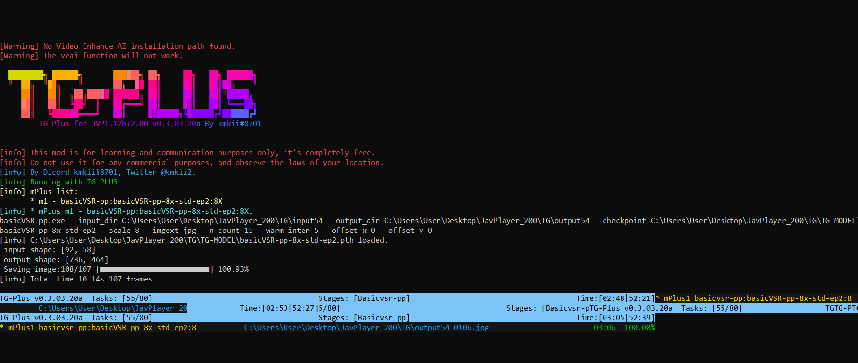 Random stuck during super resolution at 100% · Issue #174 · km2ii/JVP_TG-PLUS · GitHub