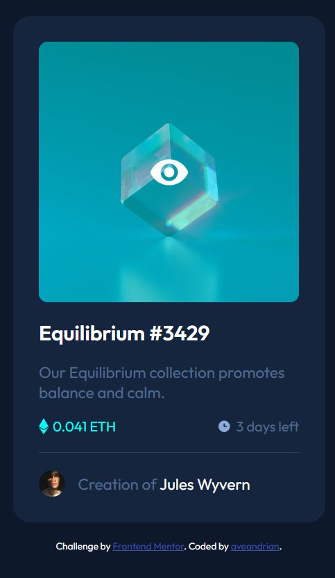 GitHub - aveandrian/nft-preview-card-component-main: NFT preview card component solution