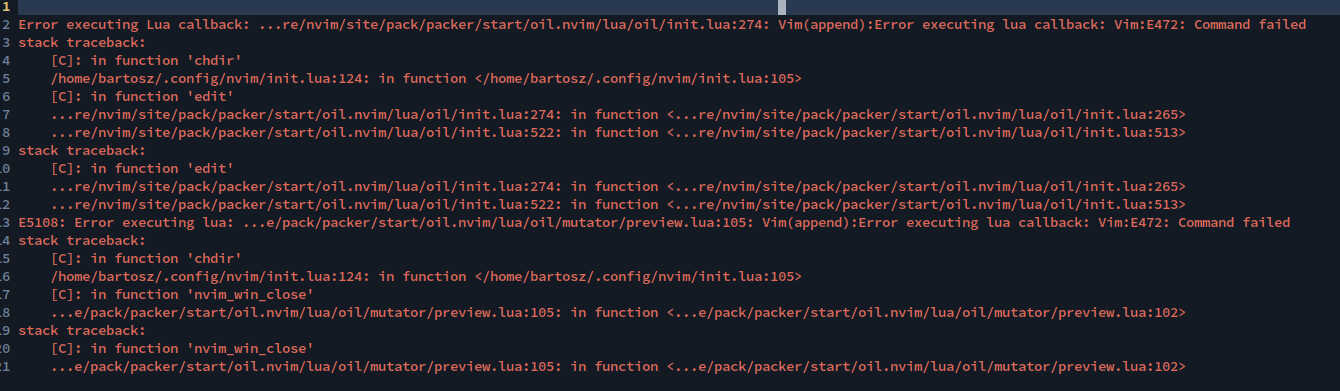 bug: chdir failed when opening oli with :Oil · Issue #24 · stevearc/oil.nvim · GitHub