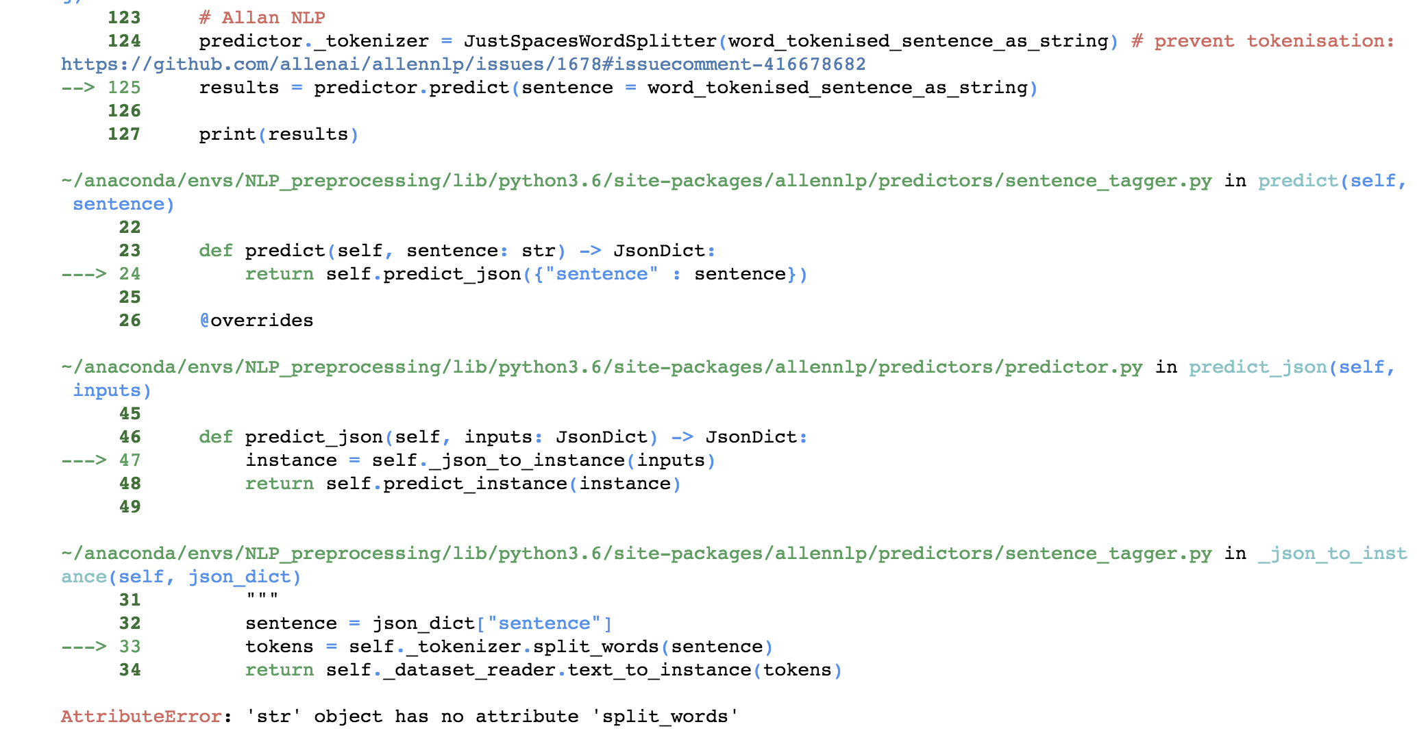 Switching off tokenizer · Issue #1678 · allenai/allennlp · GitHub