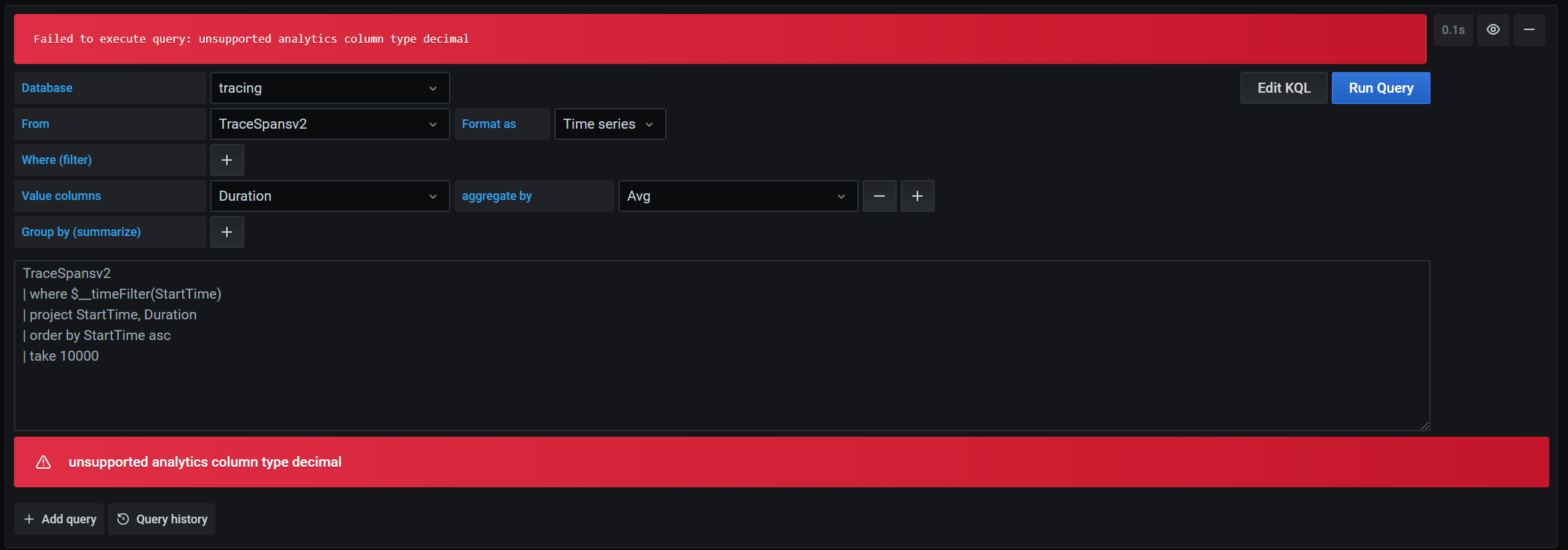 Decimal Column Support · Issue 116 · Grafana Azure Data Explorer Datasource · Github