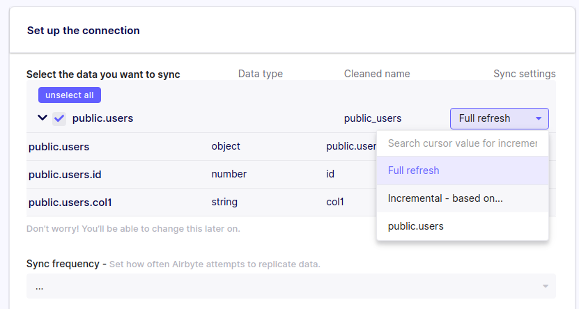 UI doesn't allow selecting individual fields within a stream · Issue #2208 · airbytehq/airbyte ...