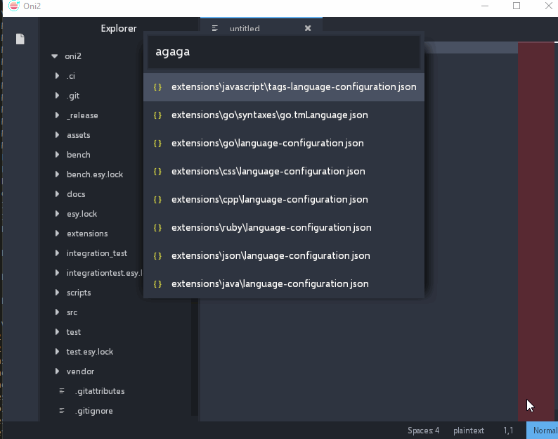 Unable to click in fuzzy finder or command menu · Issue #665 · onivim/oni2 · GitHub