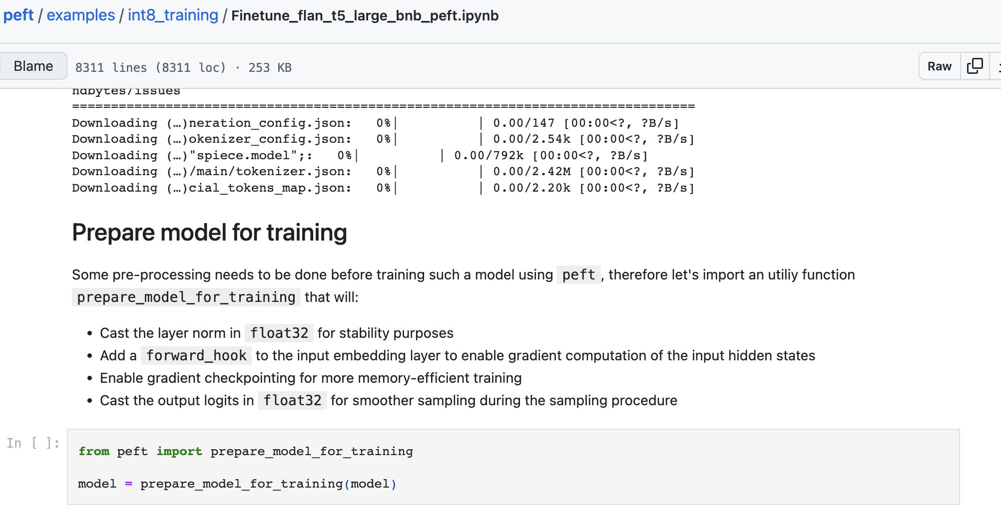 prepare_model_for_training() should work for existing PeFT/LoRA models ... prepare_model_for_training() should work for existing PeFT/LoRA models ...