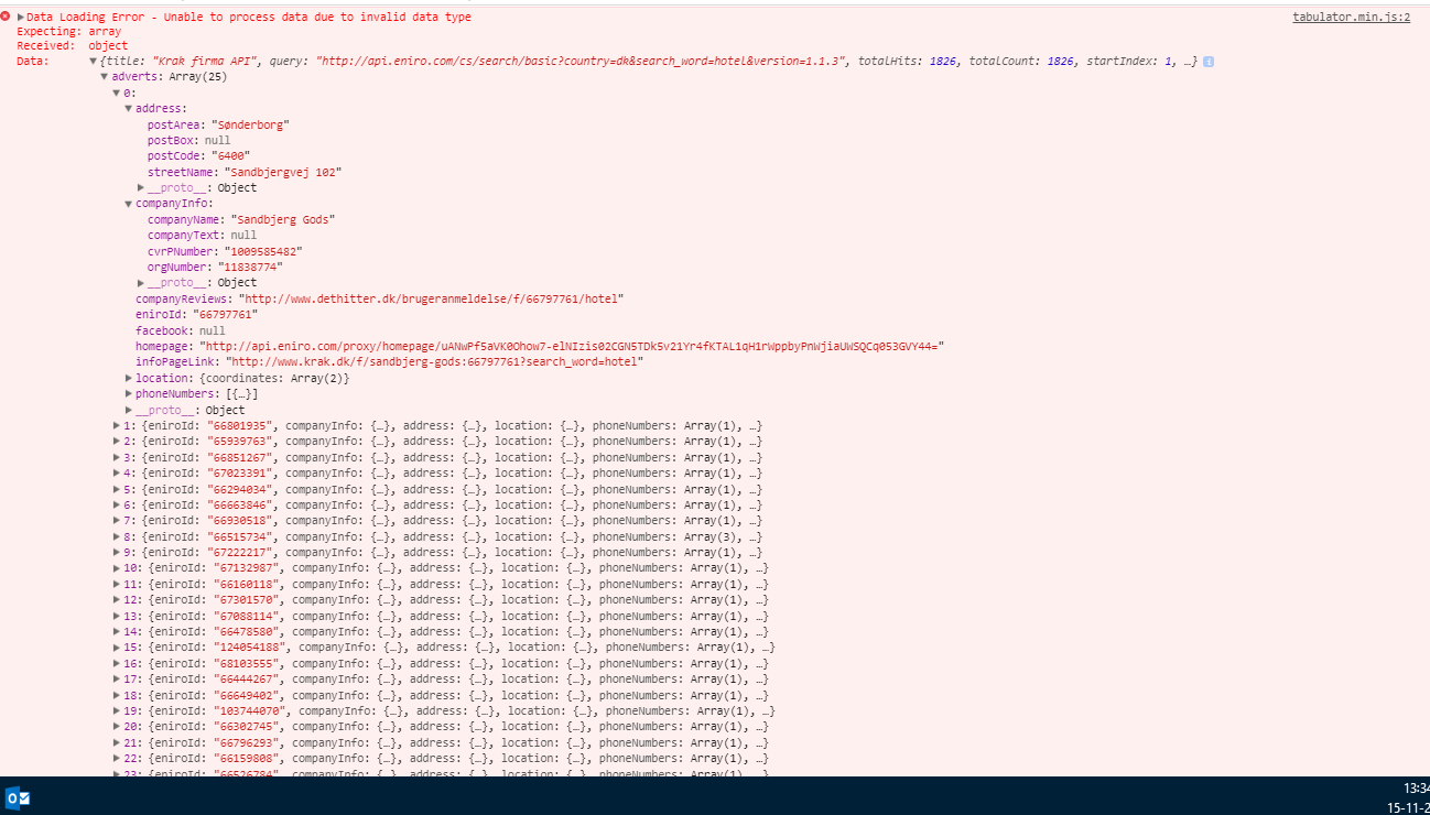 tabulator.min.js:2 Data Loading Error - Unable to process data due to invalid data type ...