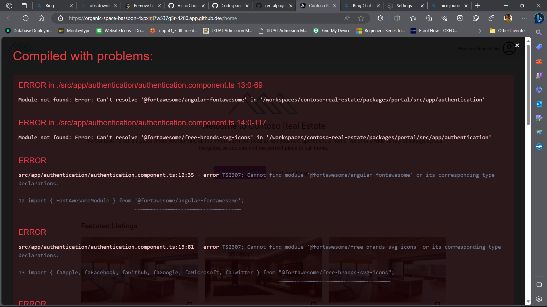 [Chore] : app cannot get /home · Issue #341 · Azure-Samples/contoso-real-estate · GitHub
