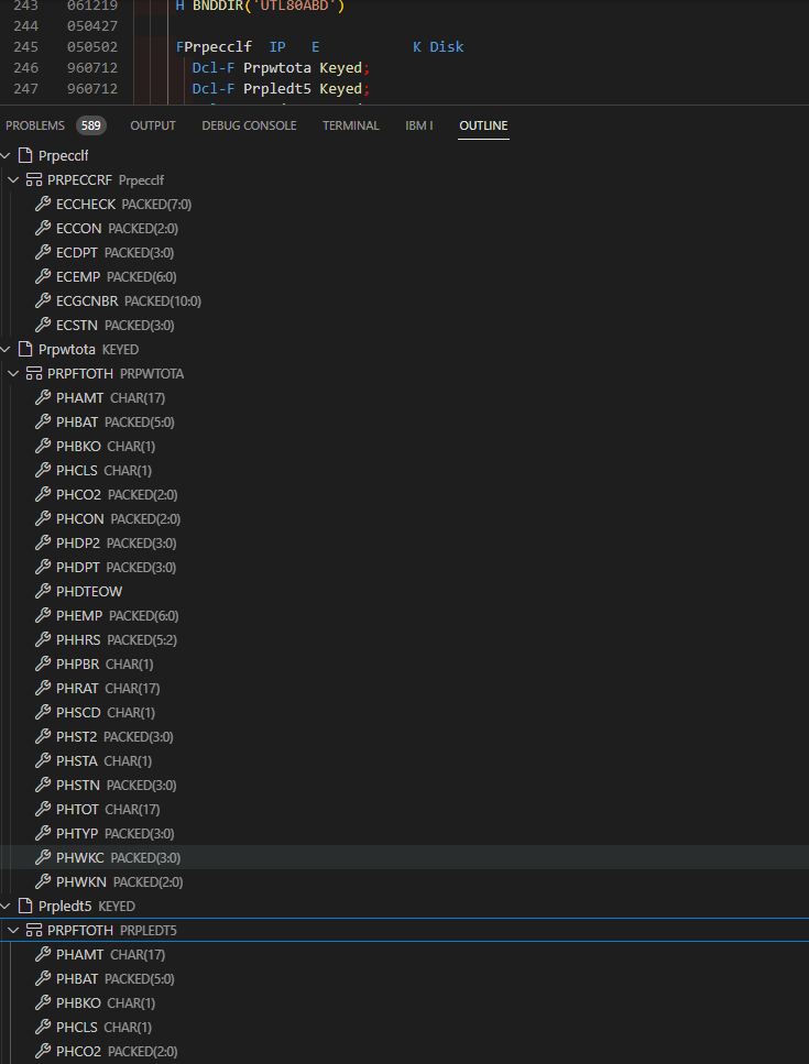 File Record Format Names Duplicated In Outline · Issue 99 · Codefori