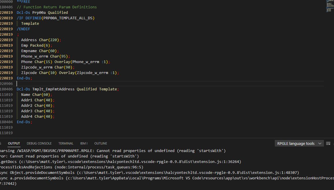 Cannot read properties of underned (reading 'keywords') · Issue #115 · codefori/vscode-rpgle ...