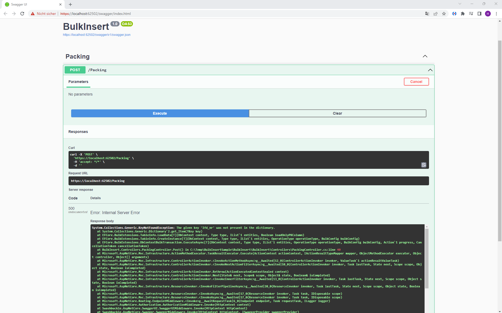 Efcore Bulkextensions Sqlserver System Collections Generic Keynotfoundexception The Given Key