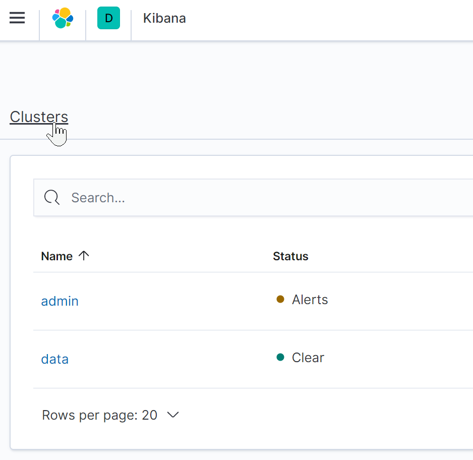 Monitoring breadcrumb should be Clusters (not Kibana) when showing clusters · Issue #73371 ...