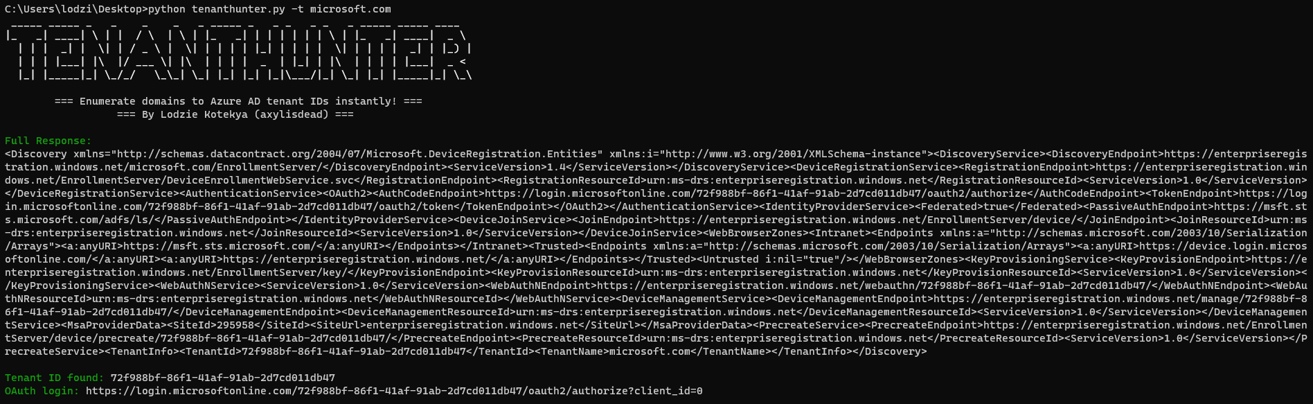 GitHub - axylisdead/TenantHunter: A small script to resolve domains to Azure AD tenants (and ...