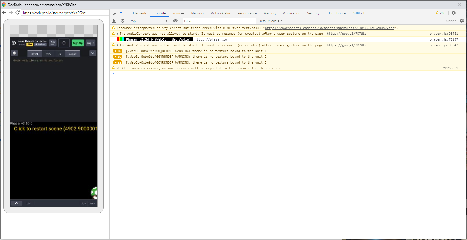 there is no texture bound to the unit 1 · Issue #5464 · phaserjs/phaser · GitHub