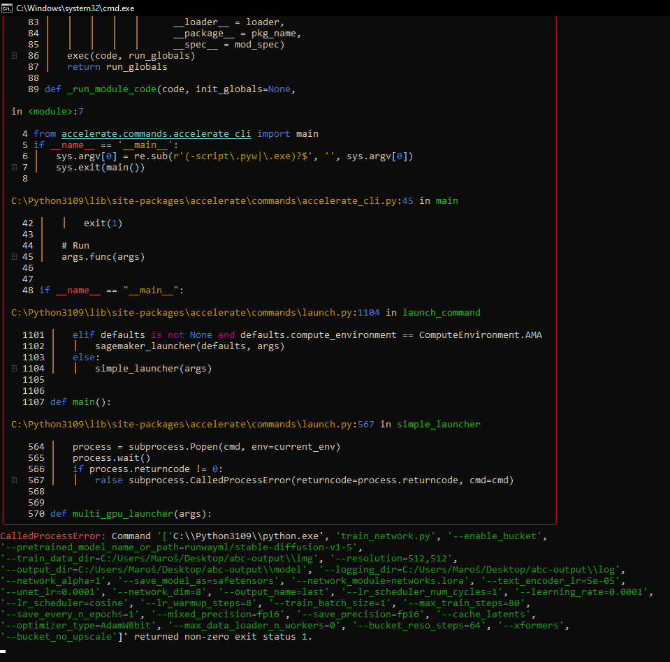 returned non-zero exit status 3221225477 problem with Kohya lora training · Issue #567 · kohya ...