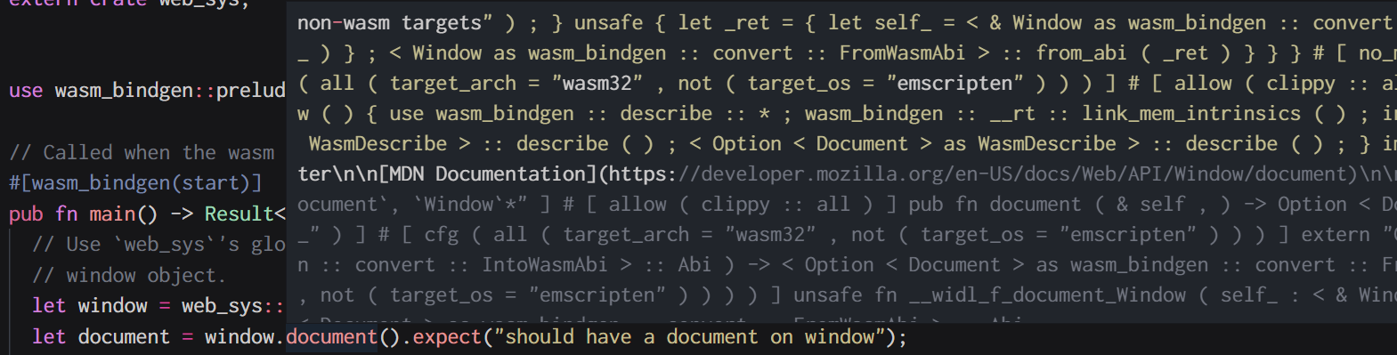 Generated documentation in bindings.rs improperly formatted · Issue #1889 · rustwasm/wasm ...