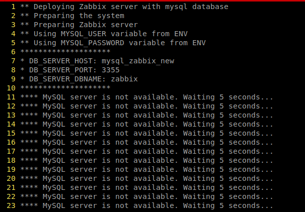 Mysql Server Is Not Available Waiting 5 Seconds · Issue 556 · Zabbixzabbix Docker · Github