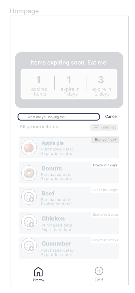 US5: Search Bar · Issue #8 · NirachaMarchett/capstone-expiration-tracking-app · GitHub