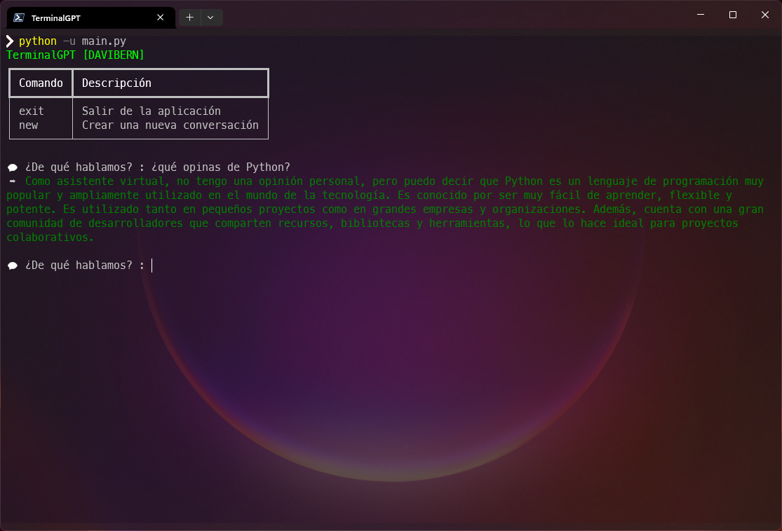 GitHub - davibern/TerminalGPT: Terminal GPT es un programa que se conecta a OPENAI para obtener ...