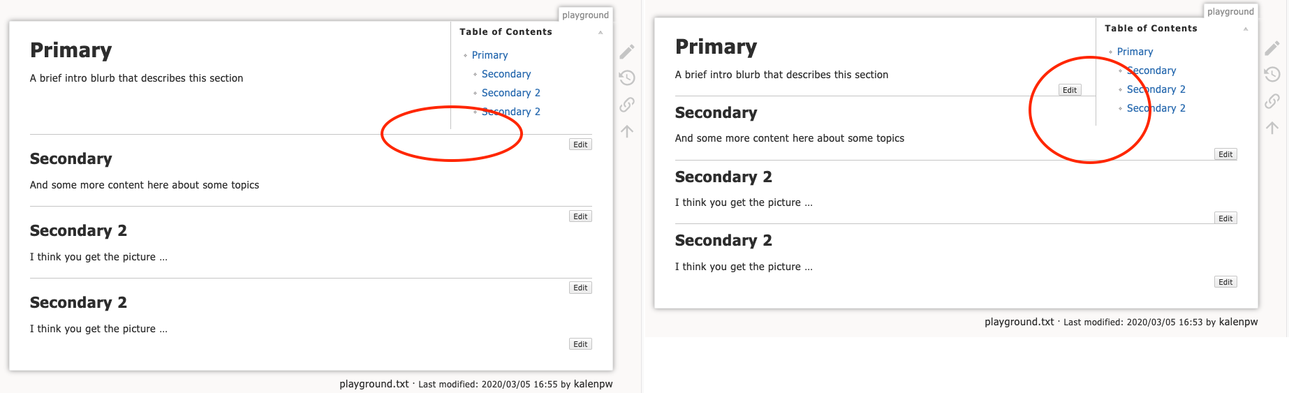 Move edit button to be above horizontal line section divider · Issue #2997 · dokuwiki/dokuwiki ...