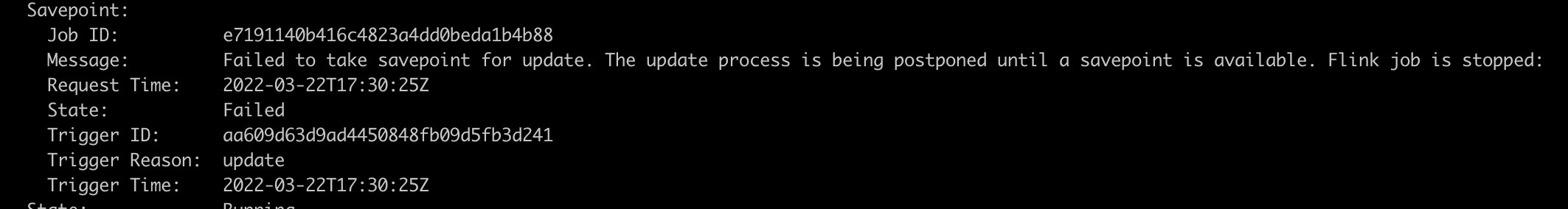 'takeSavepointOnUpdate' set to true, result Savepoint reach a 'Failed' state. · Issue #340 ...