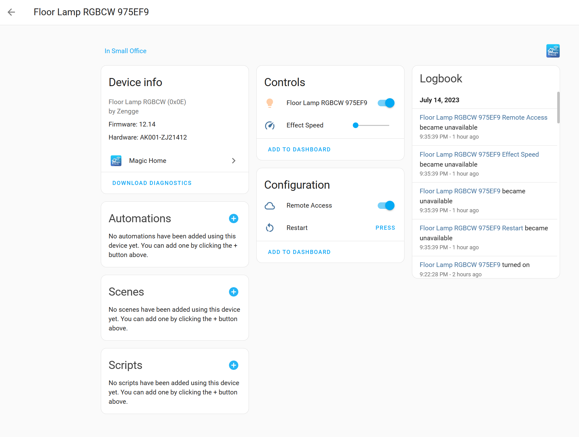 Magic Home Integration: YHW Floor Lamp not correctly supported · Issue #96578 · home-assistant ...
