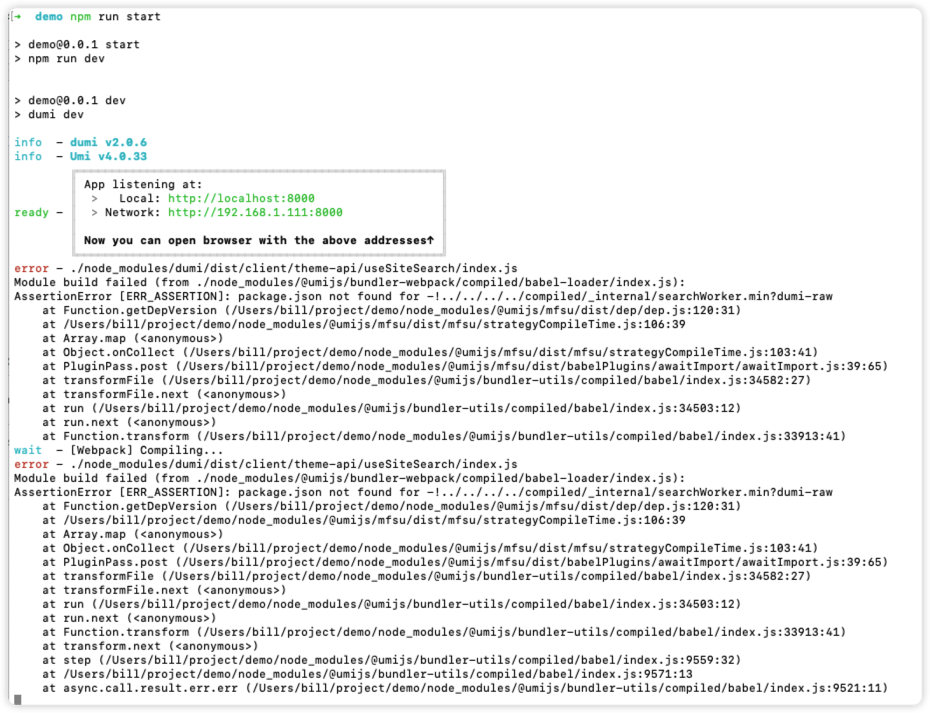 bug: 创建 dumi 完后，启动报错 · Issue #1328 · umijs/dumi · GitHub
