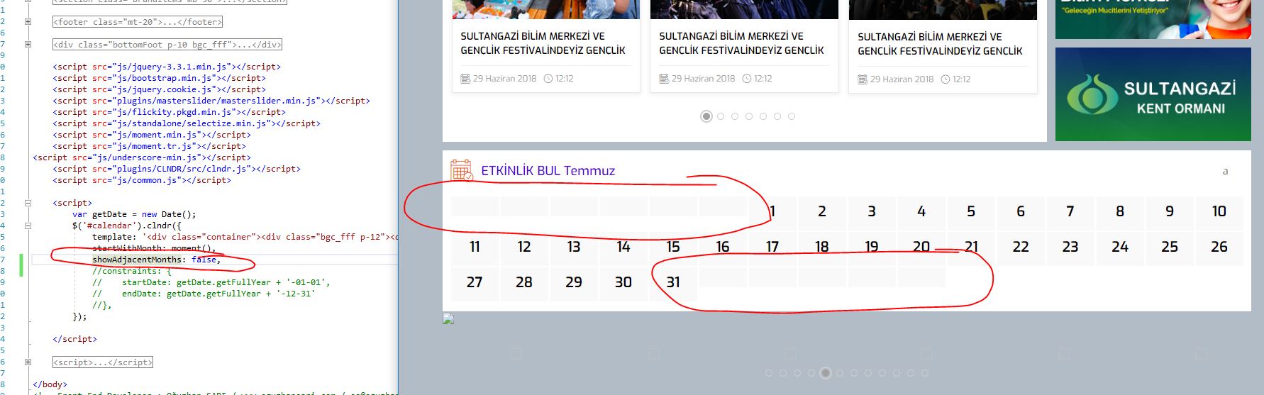 Previous and Next months appear. I just want to show the current month ...