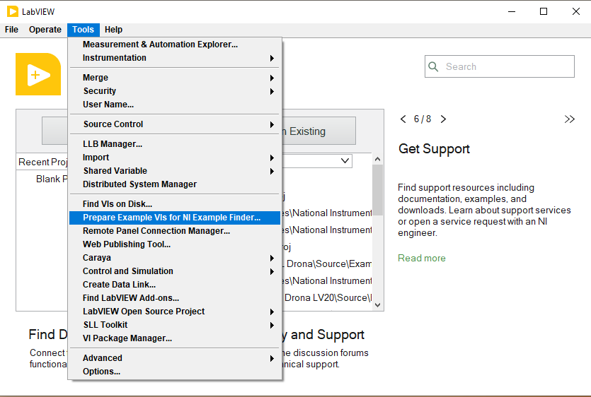 Drona examples are not available in the search result of the LV example ...
