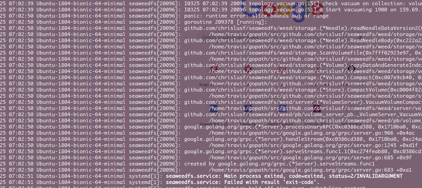 Seaweedfs Master crashes · Issue #899 · seaweedfs/seaweedfs · GitHub
