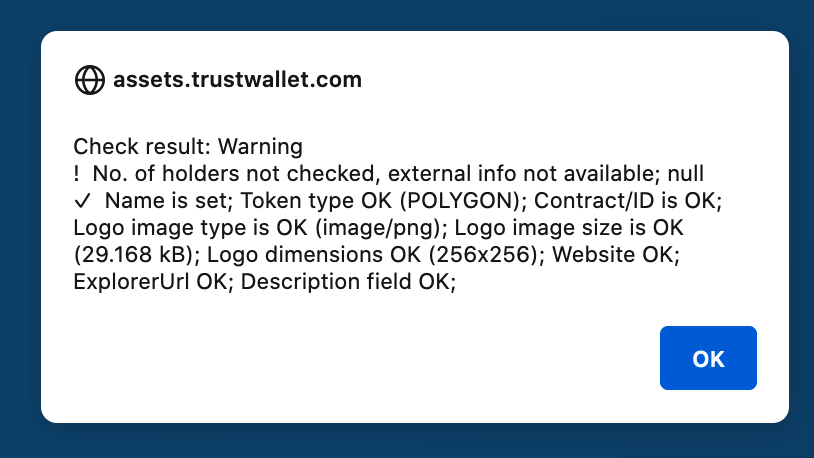 Can not create a pull request to add token on Polygon Network to Trust Wallet · Issue #12573 ...