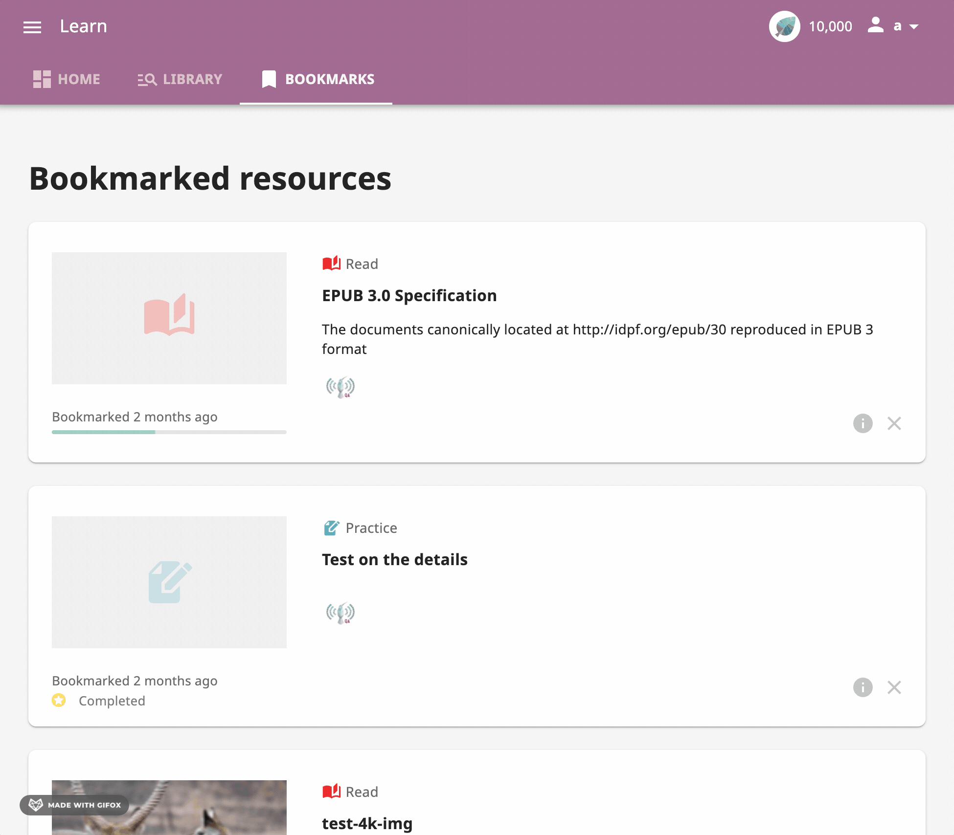 Main page scrolls when Learner opens info side panel in Bookmark page ...