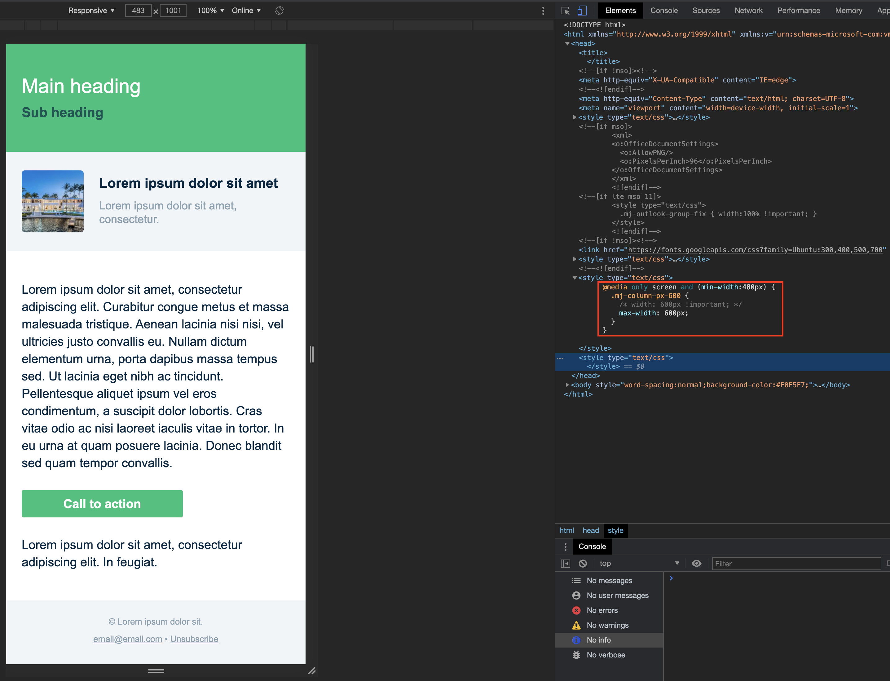 Not responsive between the sizes of 480px and 600px · Issue #2178 · mjmlio/mjml · GitHub