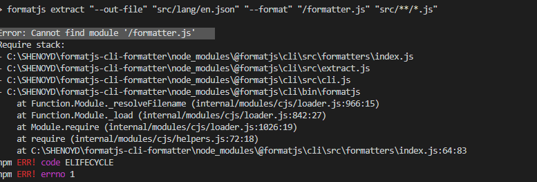 formatjs-cli extract is not working with custom formatter file · Issue #1969 · formatjs/formatjs ...
