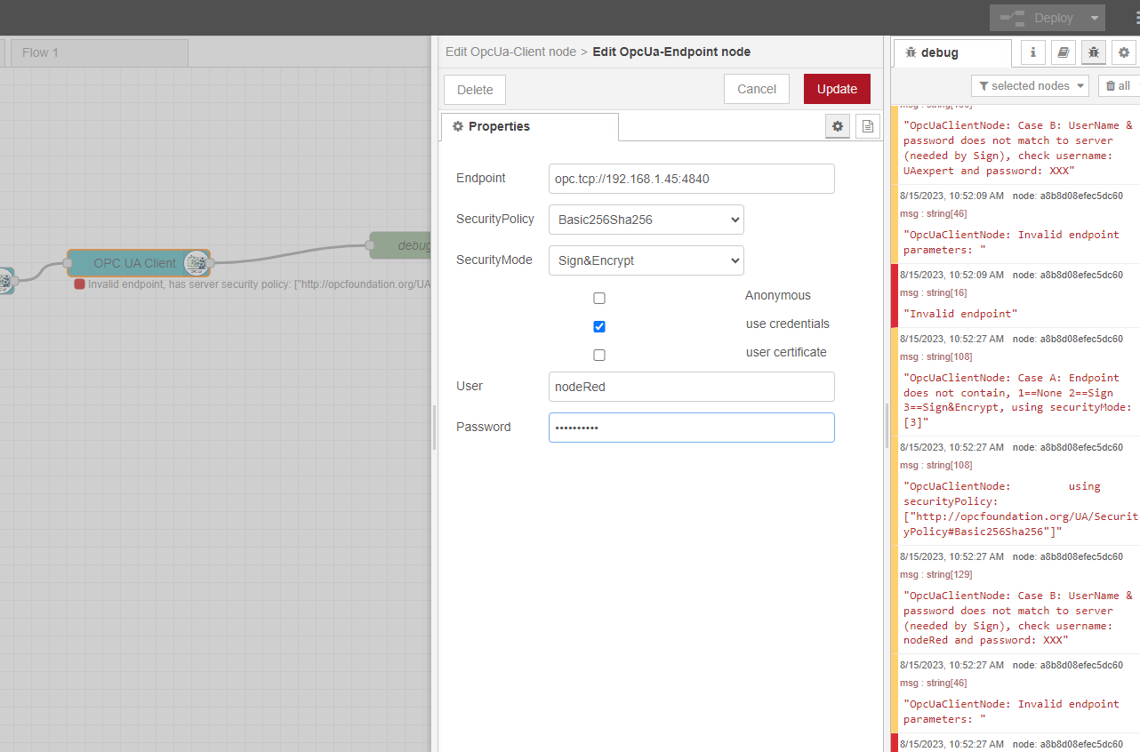 node-red OPC UA client user & password not read TLS communication unable · Issue #590 ...