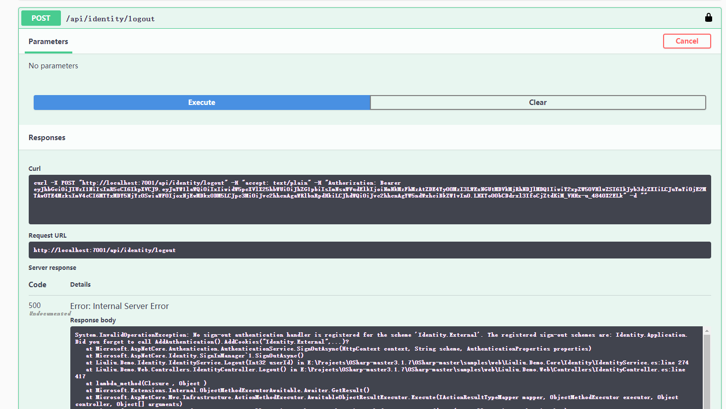3.1.7版登录登出及获取用户信息的问题 · Issue #198 · dotnetcore/osharp · GitHub
