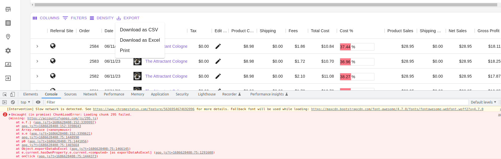 Getting error in Download as excel in material ui premium table support:commercial · Issue #9308 ...