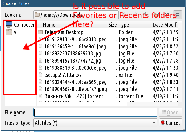 [Feature Request] Tabs in a stock file-chooser · Issue #16177 · telegramdesktop/tdesktop · GitHub