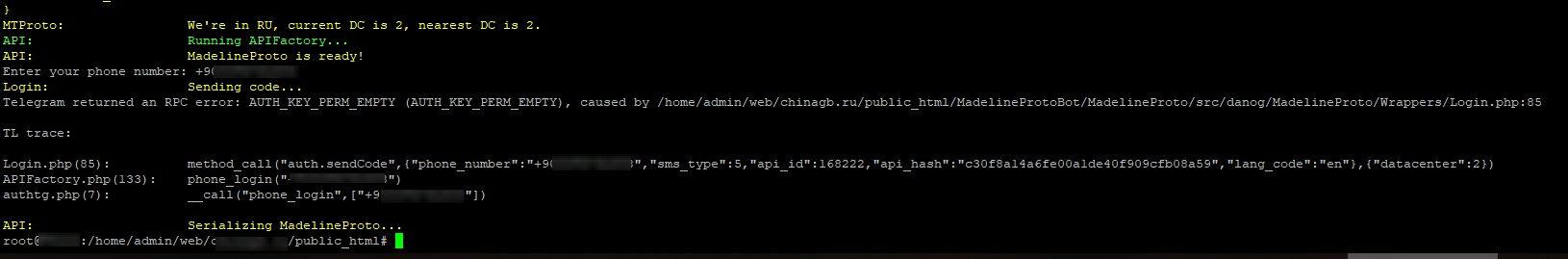 Telegram returned an RPC error: AUTH_KEY_PERM_EMPTY · Issue #719 · danog/MadelineProto · GitHub