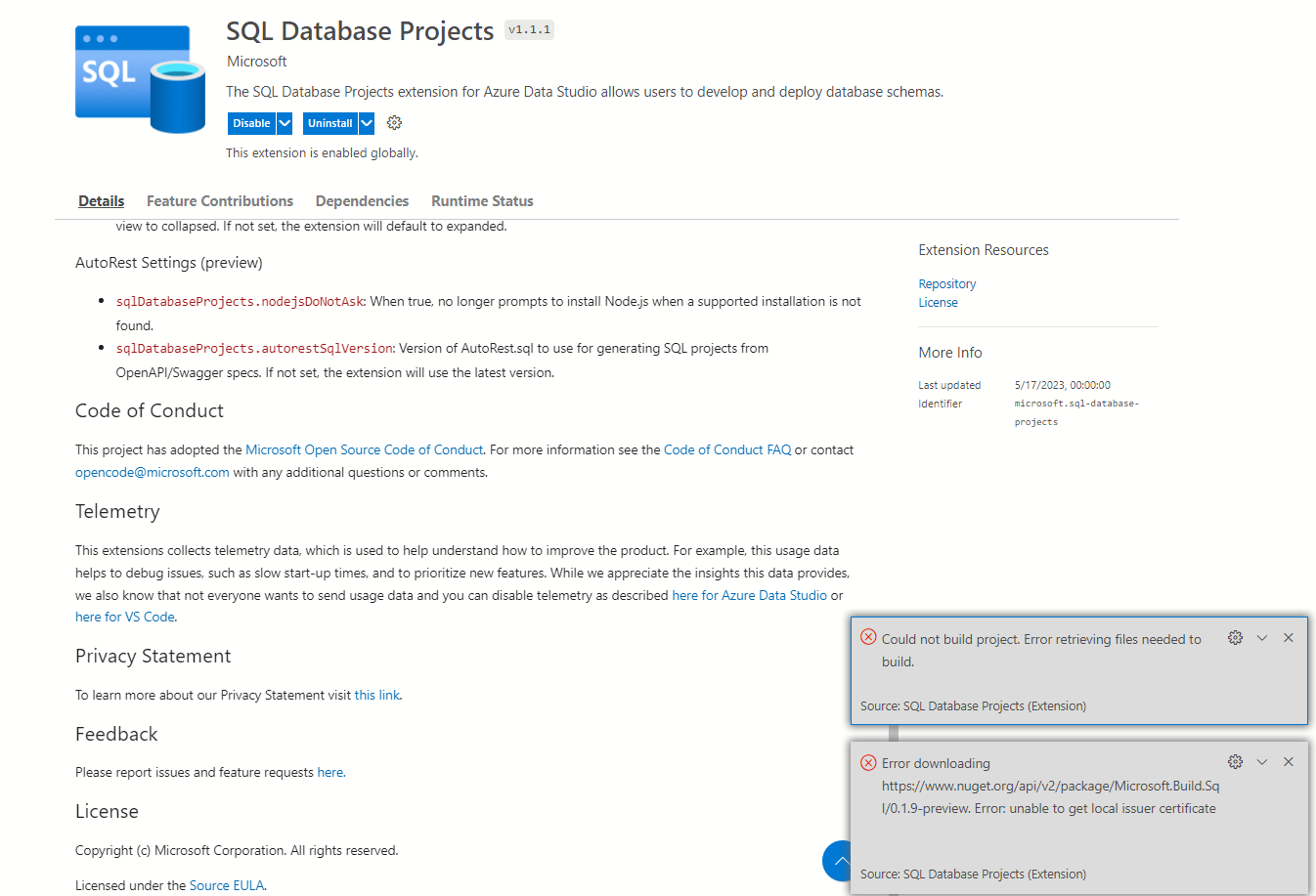 Error downloading · Issue #23324 · microsoft/azuredatastudio · GitHub