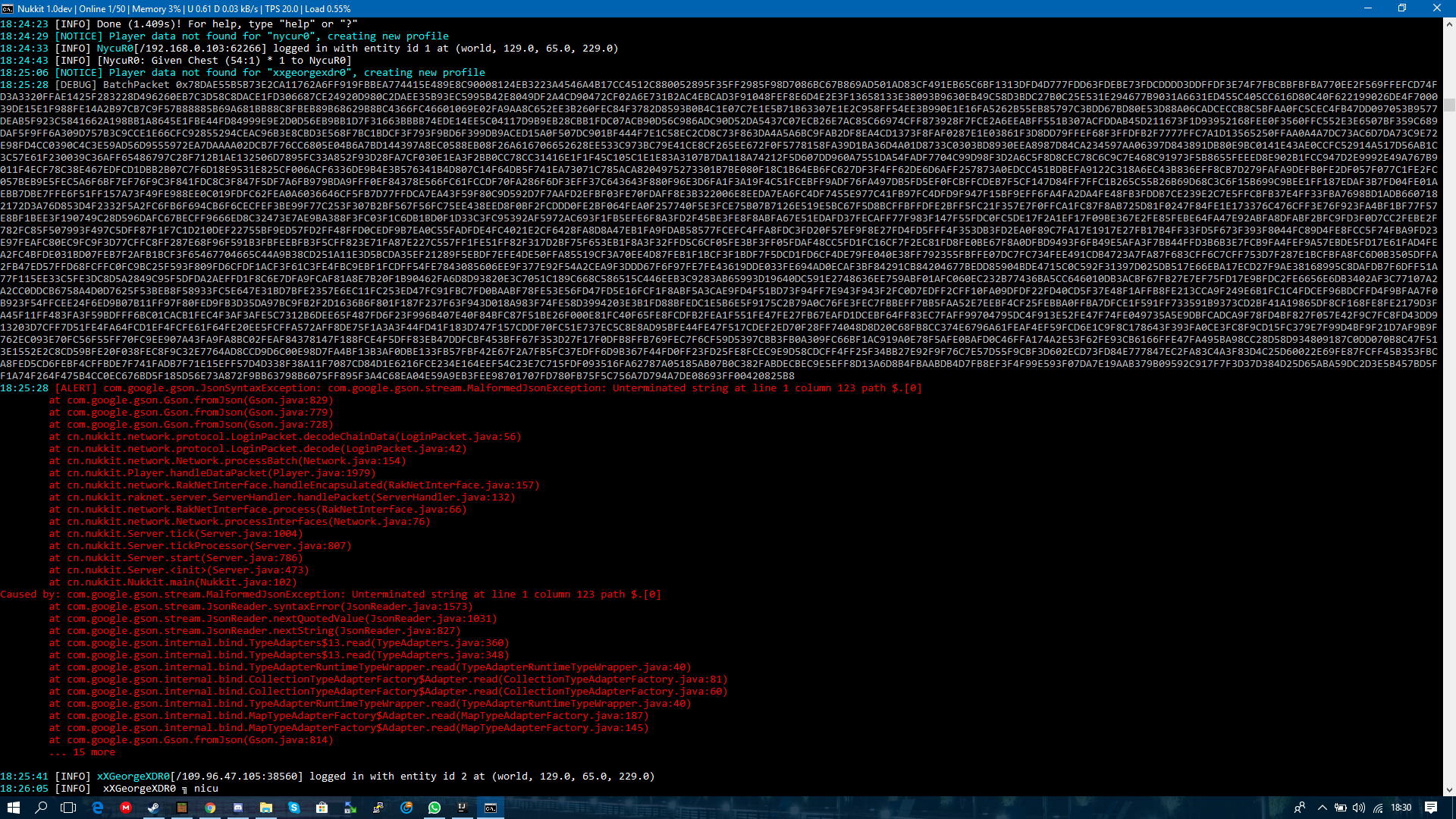 [Master] Error handling 1.1.x and below · Issue #37 · CloudburstMC/Nukkit · GitHub