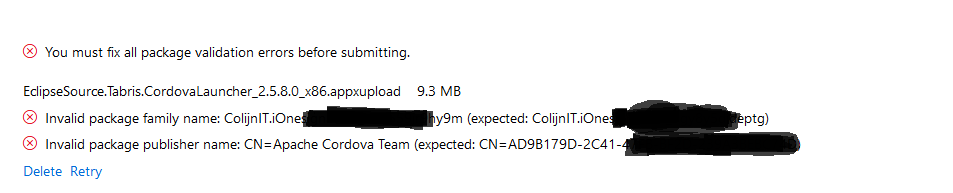 When uploading windows build; invalid package family name and publisher name · Issue #2014 ...
