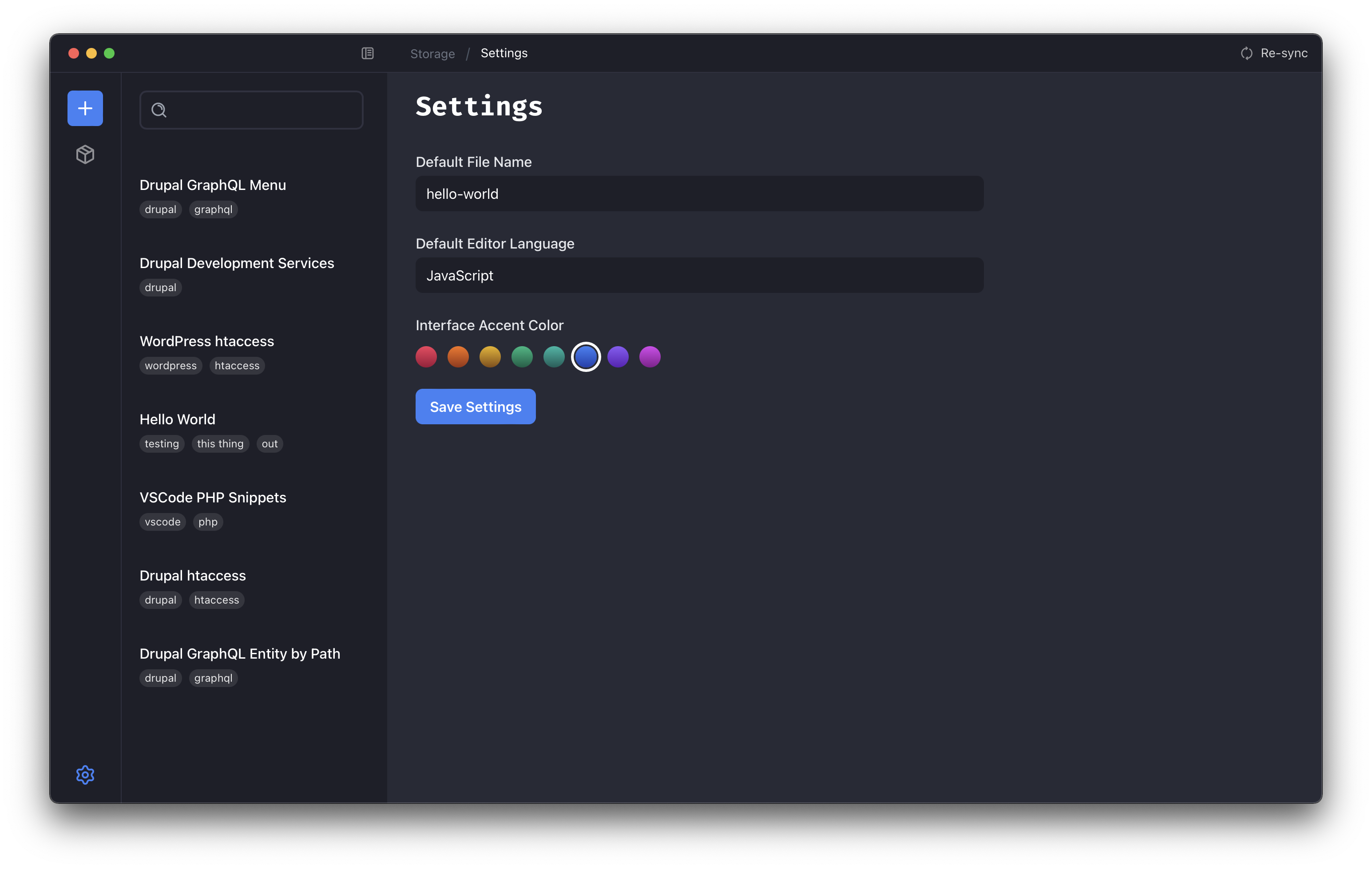 GitHub - BrentWMiller/code-storage: Desktop app for storing code snippets