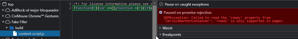 Error on dev tools open · Issue #196 · FakeFiller/fake-filler-extension · GitHub