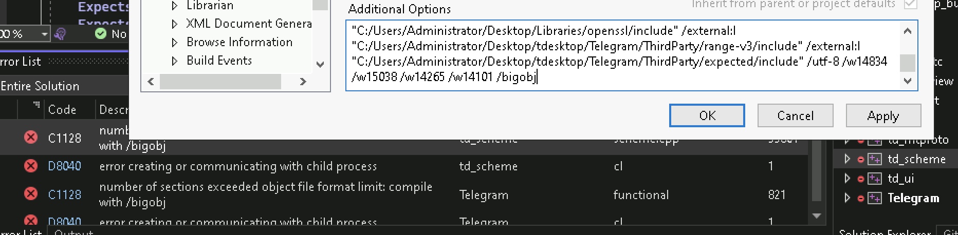 /bigobj is needed to build the Win32 package · Issue #26430 · telegramdesktop/tdesktop · GitHub