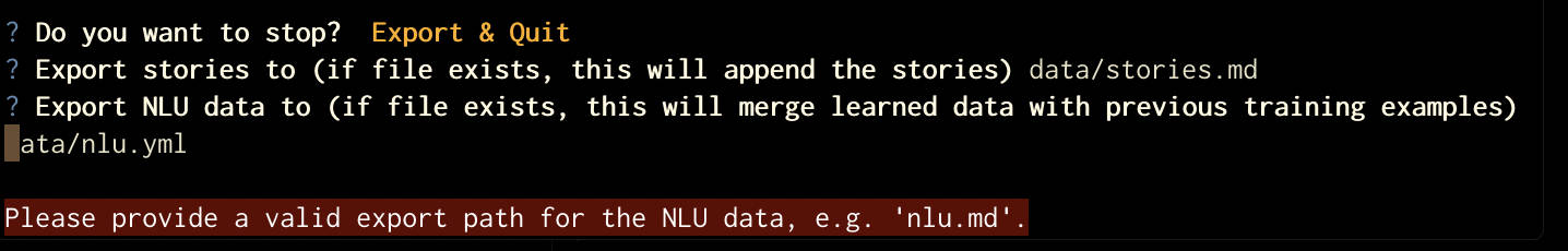 Rasa interactive will not save .yml files · Issue #6997 · RasaHQ/rasa · GitHub